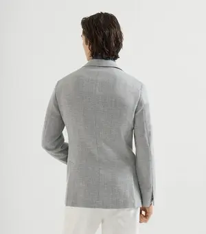 Brunello Cucinelli Wool-alpaca-silk Chevron Blazer - Blue