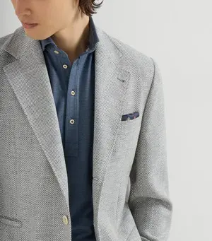Brunello Cucinelli Wool-alpaca-silk Chevron Blazer