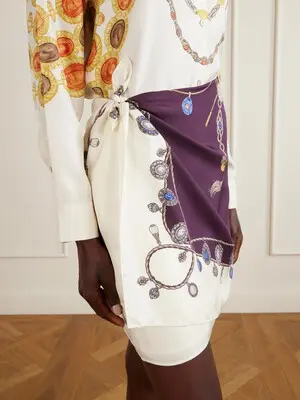 Versace Printed Silk-twill Mini Wrap Skirt