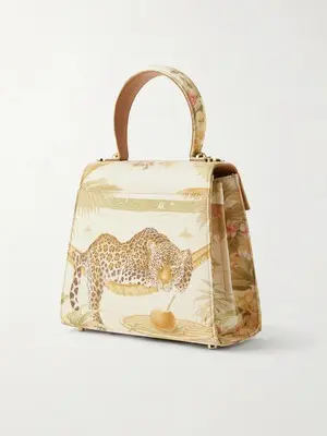 FERRAGAMO Leather-trimmed Printed Canvas Shoulder Bag