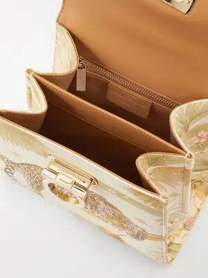 FERRAGAMO Leather-trimmed Printed Canvas Shoulder Bag