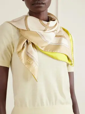 Loewe Printed Silk Scarf - Neutrals