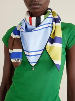 Loewe Striped Silk Scarf - Multi
