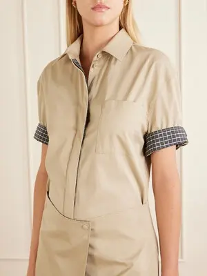 Loewe Asymmetrical Cotton And Silk Gabardine Mini Shirt Dress
