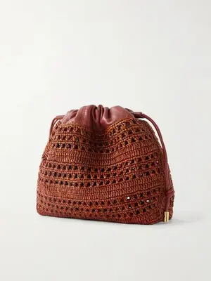 Chloé Summer Banana Leather-trimmed Raffia Shoulder Bag - Brown