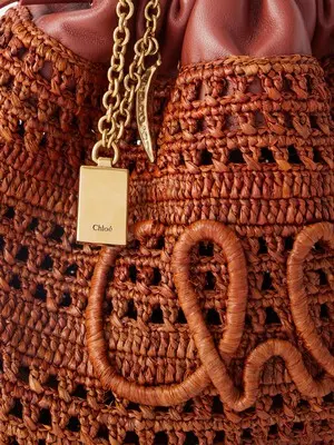 Chloé Summer Banana Leather-trimmed Raffia Shoulder Bag - Brown