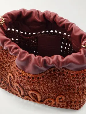 Chloé Summer Banana Leather-trimmed Raffia Shoulder Bag - Brown