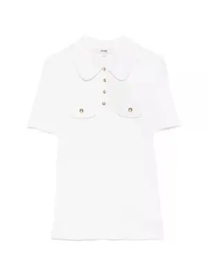 Maje Ribbed Knit Short-sleeve Polo Top