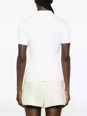 Maje Ribbed Knit Short-sleeve Polo Top