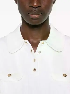 Maje Ribbed Knit Short-sleeve Polo Top