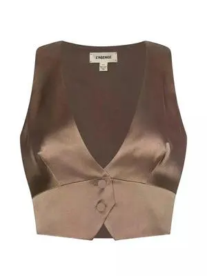 L'Agence Devony Cropped Waistcoat - Brown