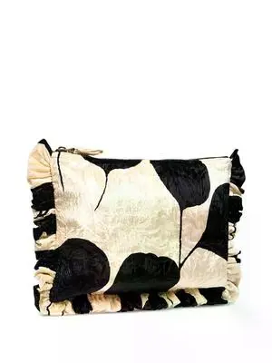 La DoubleJ Floral-print Ruffled Clutch Bag