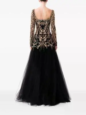 DINA MELWANI Embellished Tulle Maxi Dress