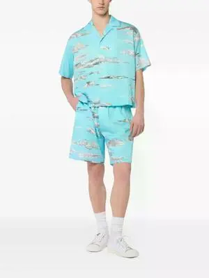 Moschino Cloud Print Wide Leg Shorts - Blue