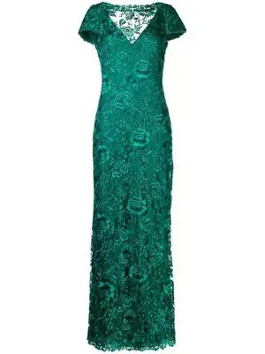 Tadashi Shoji Embroidered Tulle Gown - Green
