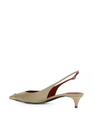 Valentino Garavani Vlogo Heartip Slingback Kitten Heel Pumps - Neutrals