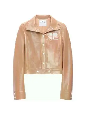 COURREGES Re-edition Vinyl Cropped Jacket - Neutrals