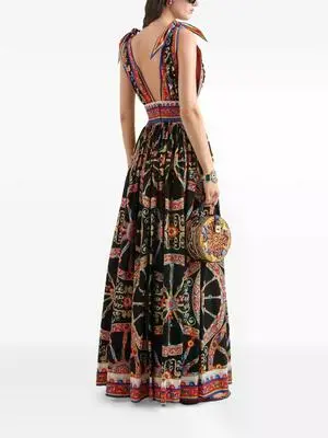 Dolce & Gabbana Carretto-print Long Poplin Dress - Black