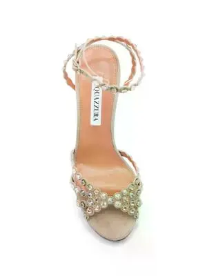 AQUAZZURA Tequila Crystal Embellished Sandals - Neutrals