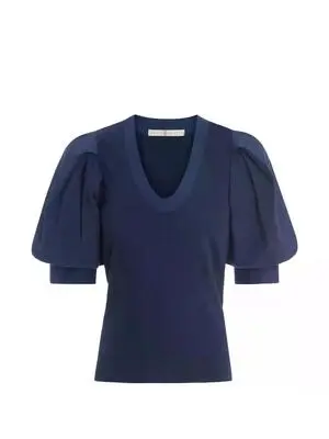 MARIE OLIVER Viva Puff Sleeve V-neck Top - Blue