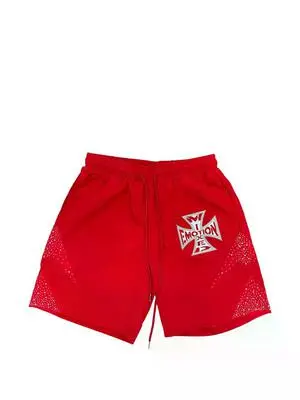 Mixed Emotion Logo Print Rhinestone Embellished Shorts