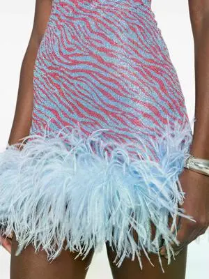Oseree Mini Dress With Feather Trim