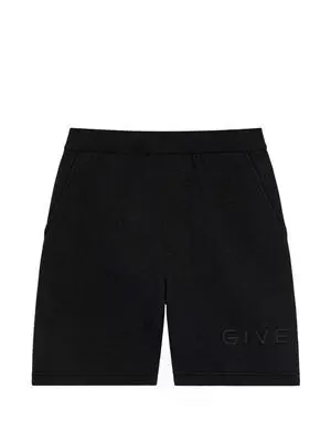 Givenchy Herringbone Pattern Logo-embroidered Shorts - Black
