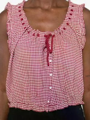 DÔEN Traveler Gingham Top - Red