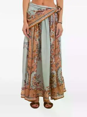 Zimmermann Aster Scarf-detail Midi Skirt - Blue