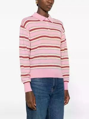 Guest In Residence Collared Striped Polo Top
