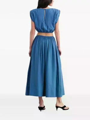 TOCCIN Imogen Gathered Midi Skirt - Blue