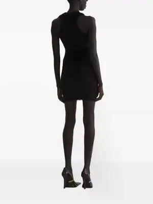 MUGLER Brushed Knit Sleeveless Mini Dress - Black