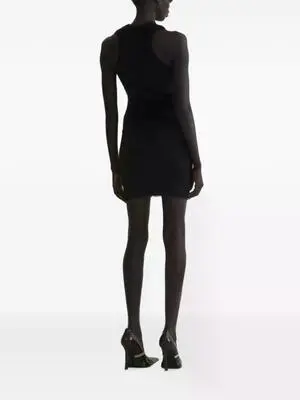 MUGLER Brushed Knit Sleeveless Mini Dress - Black