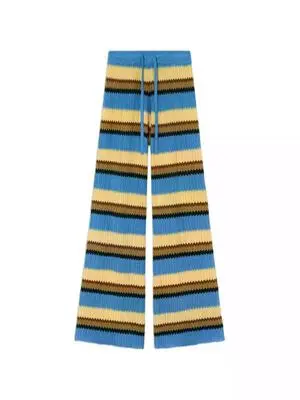Guest In Residence Striped Ribbed-knit Palazzo Pants - Blue