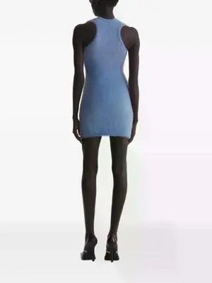 MUGLER Brushed Knit Sleeveless Mini Dress - Blue