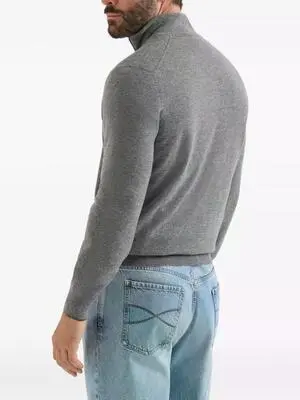 Brunello Cucinelli Cashmere High-neck Zip Cardigan - Grey