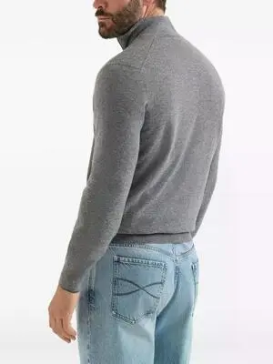 Brunello Cucinelli Cashmere High-neck Zip Cardigan - Grey