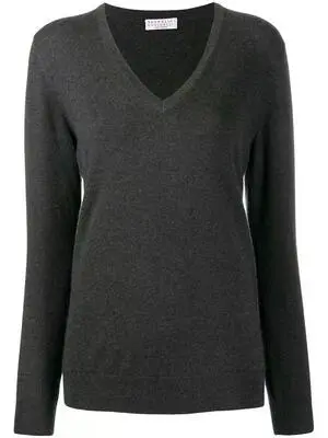 Brunello Cucinelli V-neck Cashmere Jumper - Grey