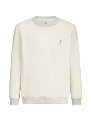 Brunello Cucinelli Cotton French Terry Sweatshirt With Embroidery - Neutrals