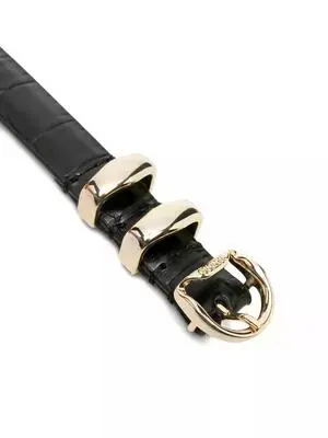Sandro Croc-embossed Leather Belt - Black