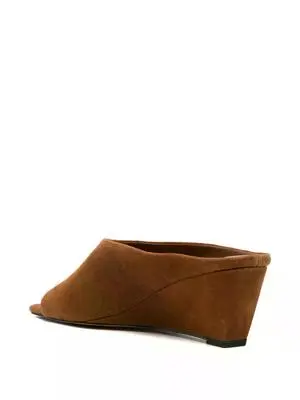 Sandro Square-toe Suede Wedge Sandals - Brown