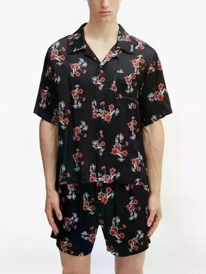 Rhude Floral-print Silk Shirt - Black
