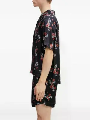Rhude Floral-print Silk Shirt - Black