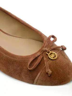 Michael Kors Piper Suede Bow Detail Ballet Flats - Brown