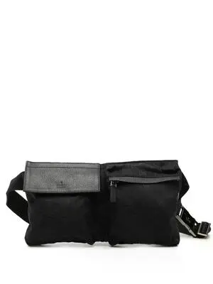 Gucci Gg Canvas Double Pocket Belt Bag - Black