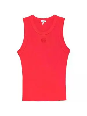 Loewe Anagram Embroidered Ribbed Tank Top - Red