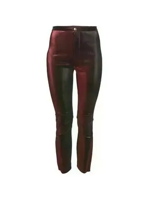 AREA Burgundy Lurex Knitted Straight-leg Trousers