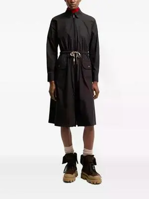 Moncler Zip-up Midi Dress With Drawstring Waist - Black