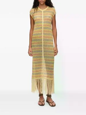 Bimba Y Lola Geometric Pattern Open-knit Midi Dress