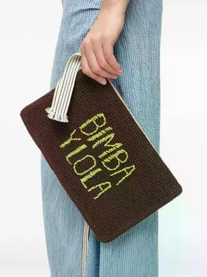 Bimba Y Lola Large Logo Embroidered Crochet Clutch Bag - Brown